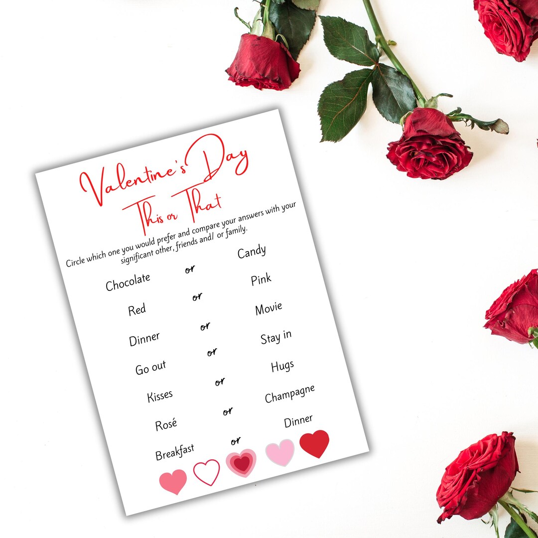 Valentine's Day This or That Printable Game - Etsy