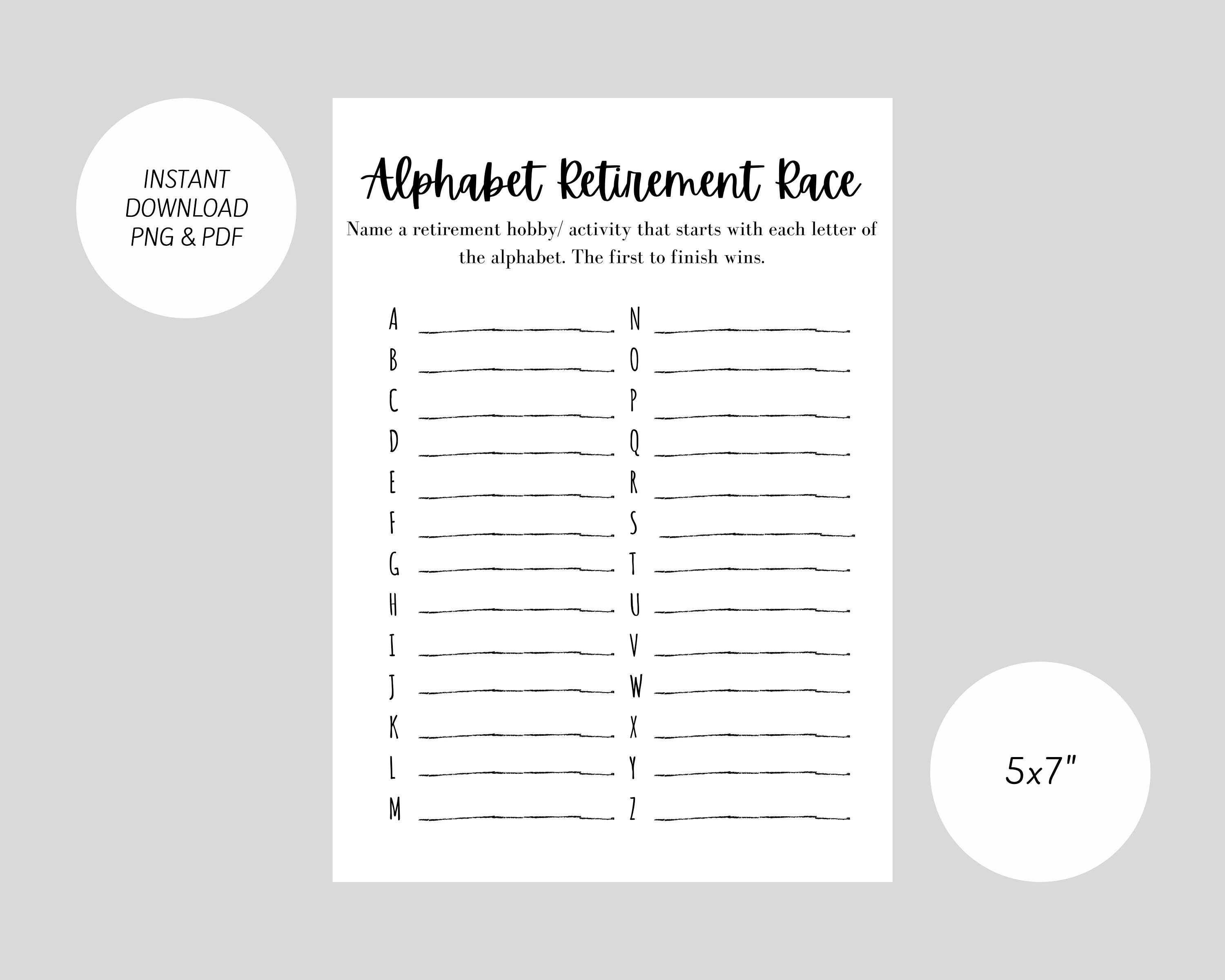 Retirement Party Game - A to Z Alphabet Word Game - Etsy