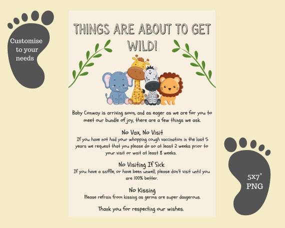 Editable Newborn Visitor Information & Rules No Vax No | Etsy Australia