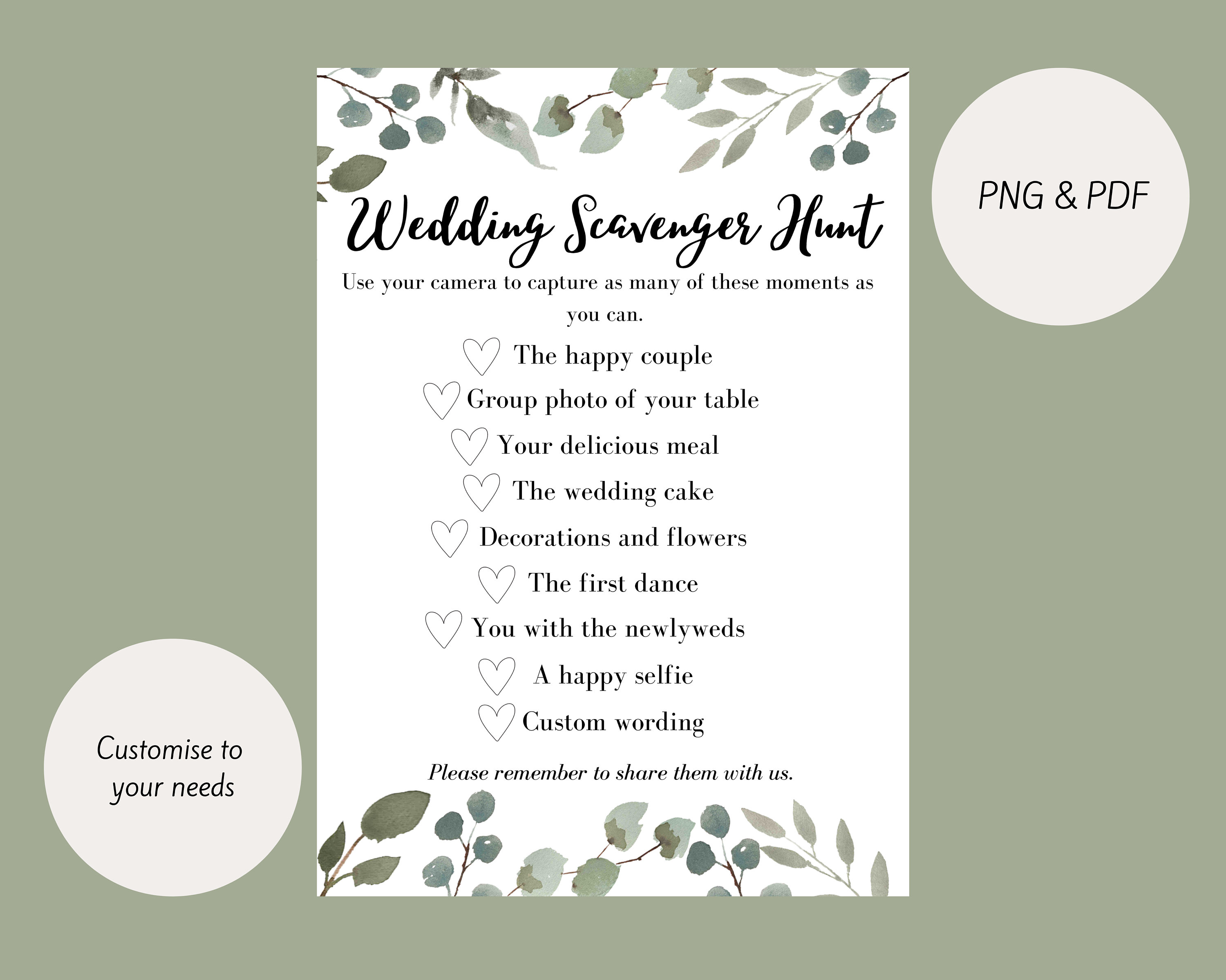 Editable Wedding Scavenger Hunt - Etsy