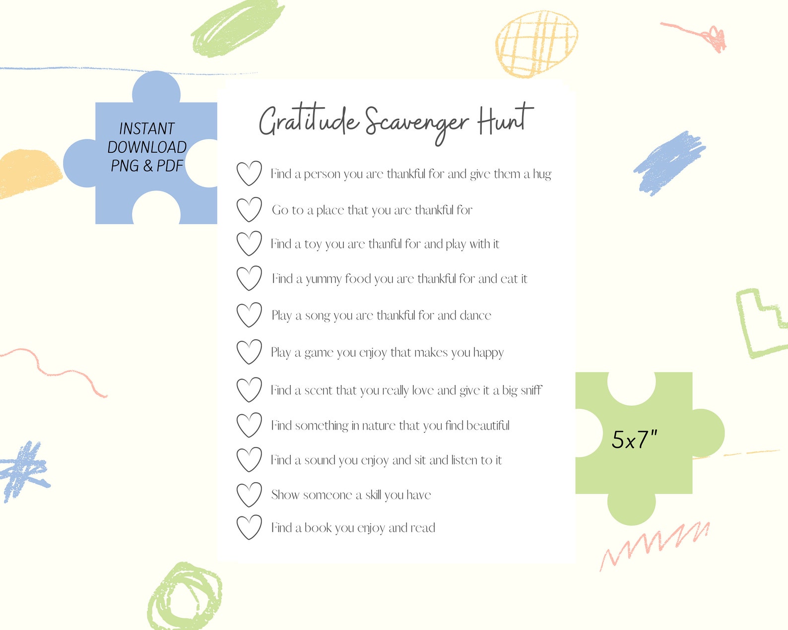 Gratitude Scavenger Hunt Kids Activity to Teach Gratefulness - Etsy ...