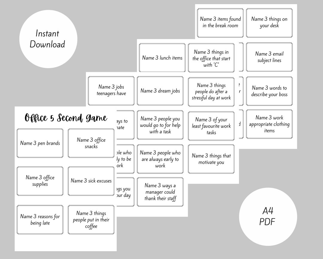 Team Building - Office / Work Game - 5 Second Rule Game - Etsy