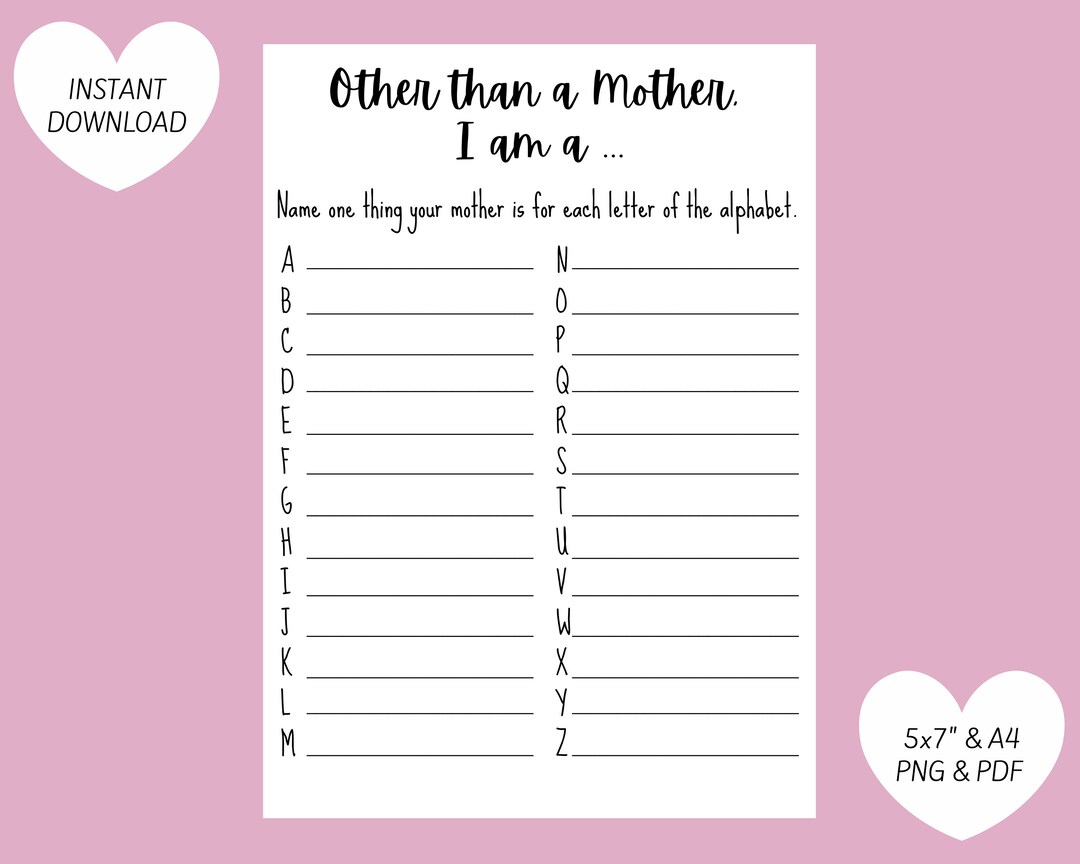 Mother's Day Alphabet A-Z Game - Etsy