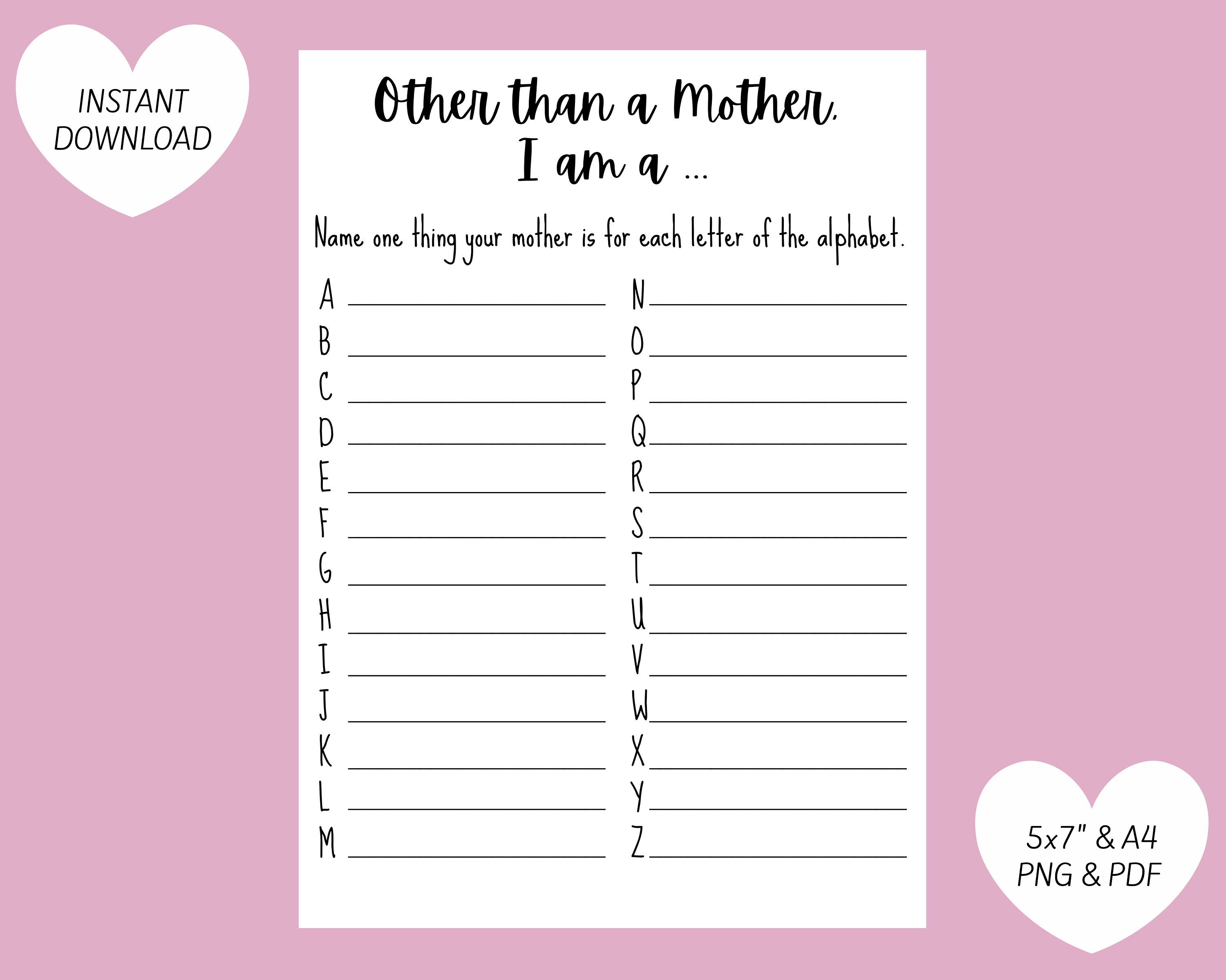 Mother's Day Alphabet A-Z Game - Etsy