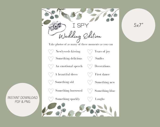 Wedding Game I Spy Game for Weddings Eye Spy Disposable Camera Game ...