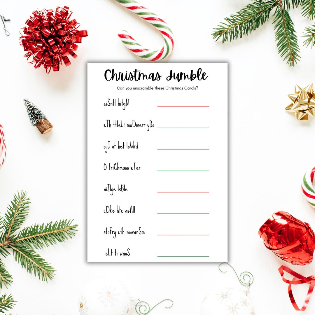 Christmas Word Jumble/ Word Scramble Party Game - Jumbled Christmas ...
