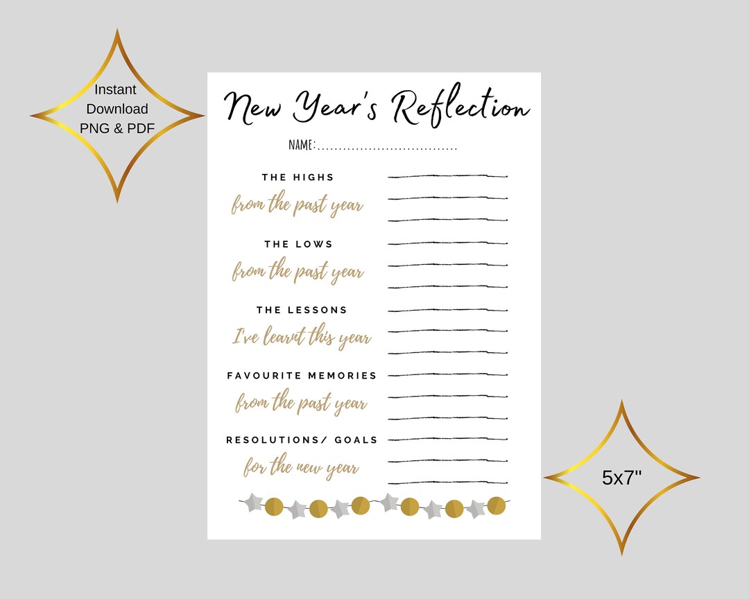 New Year's Reflection Printable - Etsy