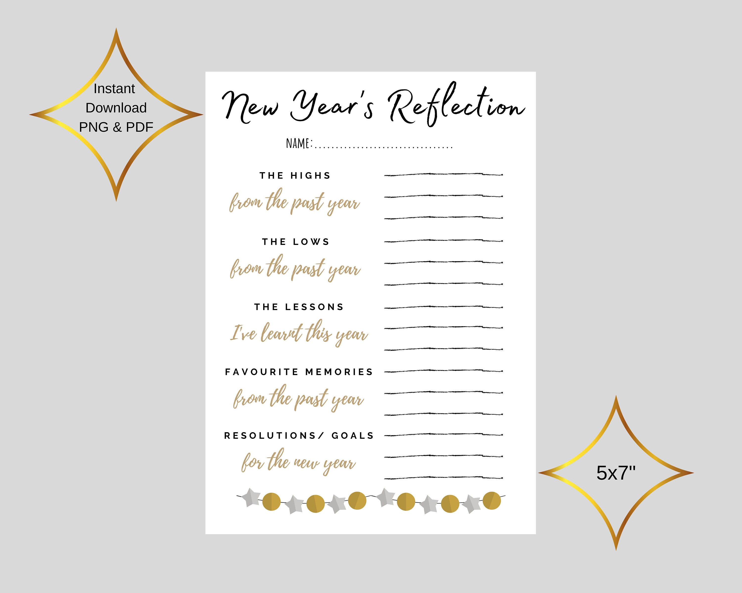 New Year's Reflection Printable - Etsy