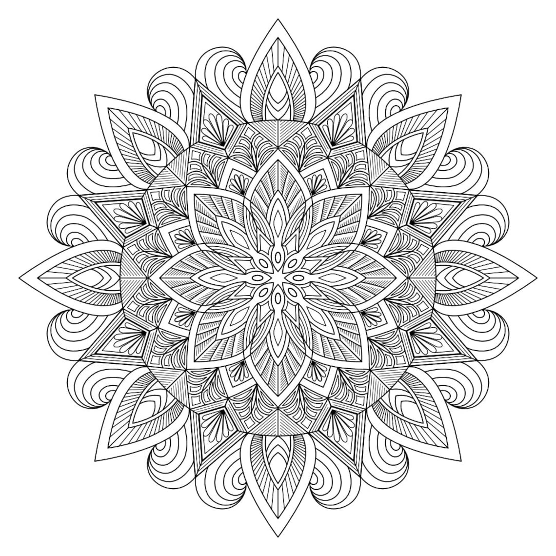 Mandala Coloring Pages, Digital Mandala Art, PDF Download - Etsy