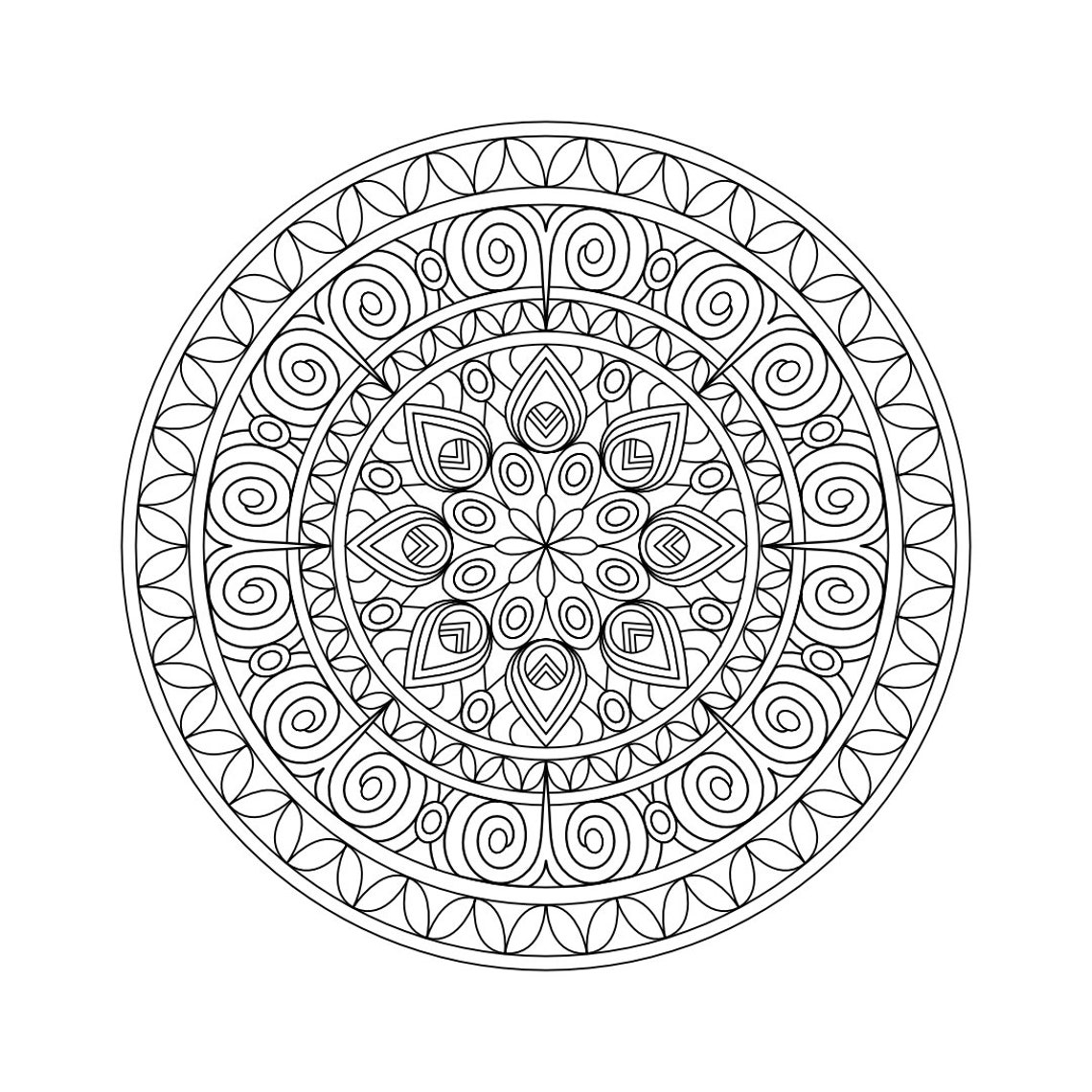 Mandala Coloring Pages, PDF Downloads, Digital Mandala Design, Series 8 ...