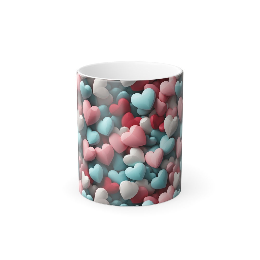 3D Heart Color Morphing Mug, 11oz - Etsy