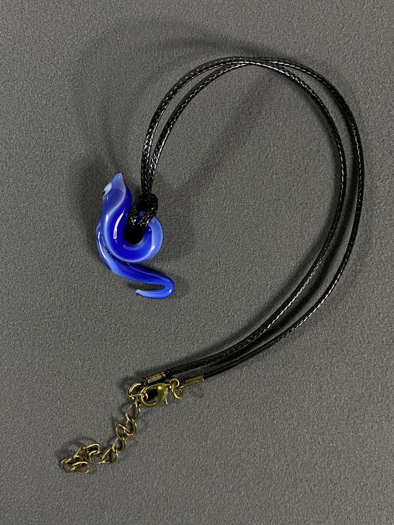 Blue Swirl Glass Snake Pendant 3 - Etsy
