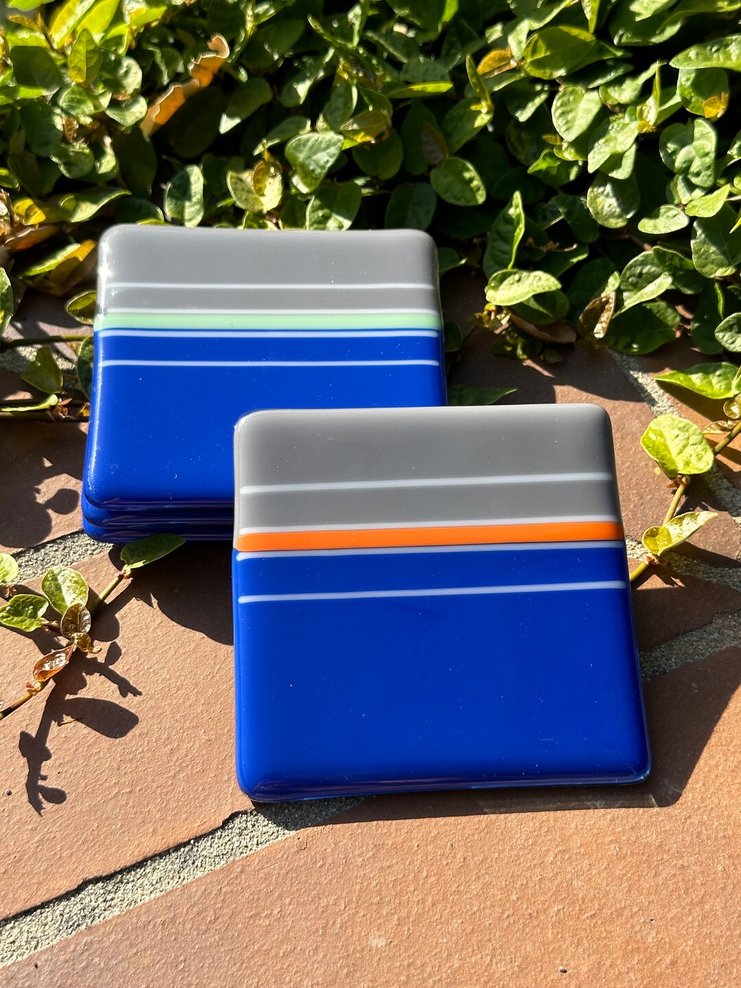 Light Blue Glass Coasters - Etsy