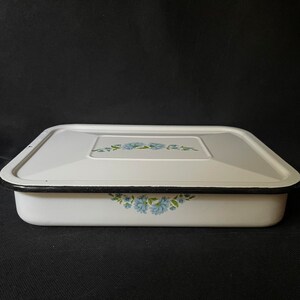 Enamel Box Vintage White Enamel Container With Lid Retro Kitchen ...