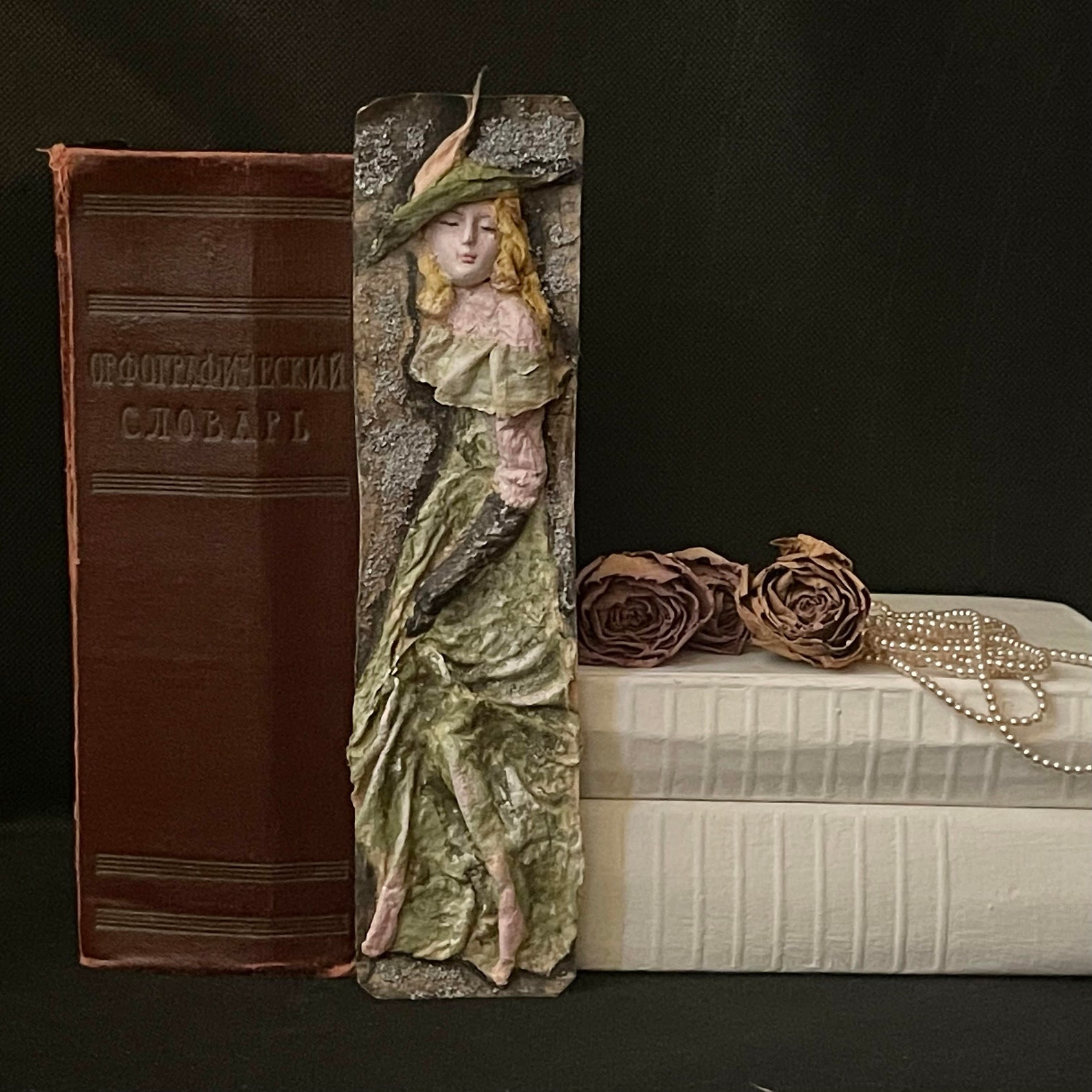 Antique Bookmark, Rare Victorian Bookmark, Vintage Spun Cotton Paper ...