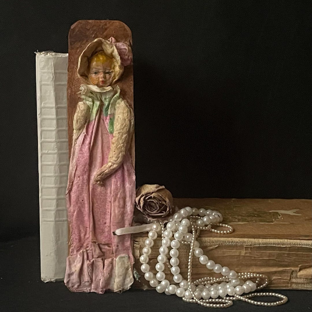 Antique Bookmark, Rare Victorian Bookmark, Vintage Spun Cotton Paper ...