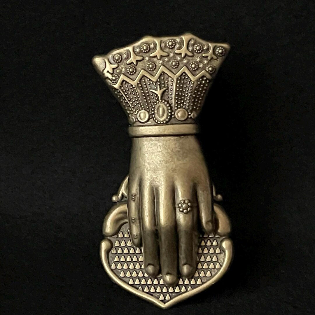 Antique Victorian Brass Hand Paper Clip, Rare Etched Brass Note Clip ...