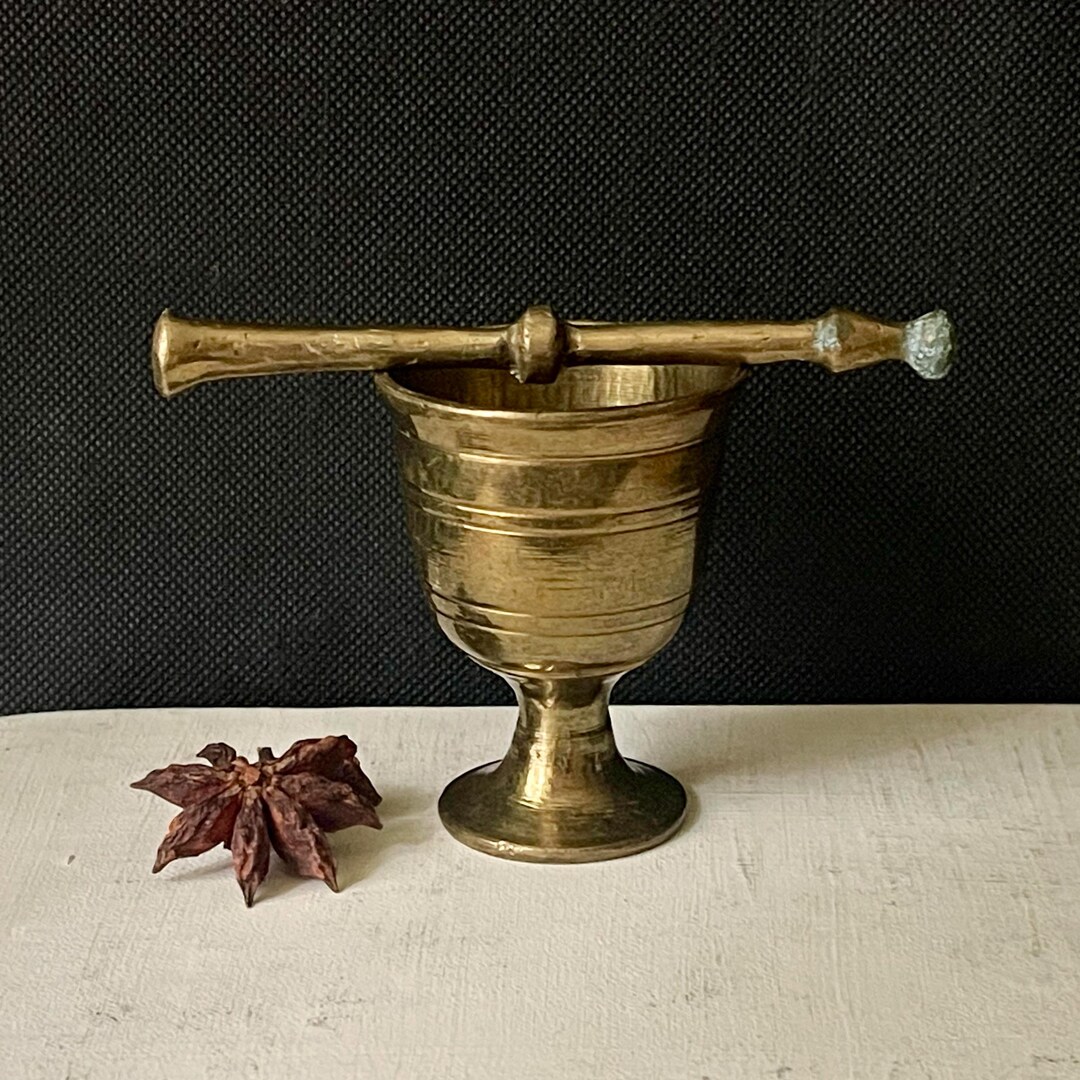 Vintage Heavy Solid Brass Mortar and Pestle Farmhouse Antique Pestle ...