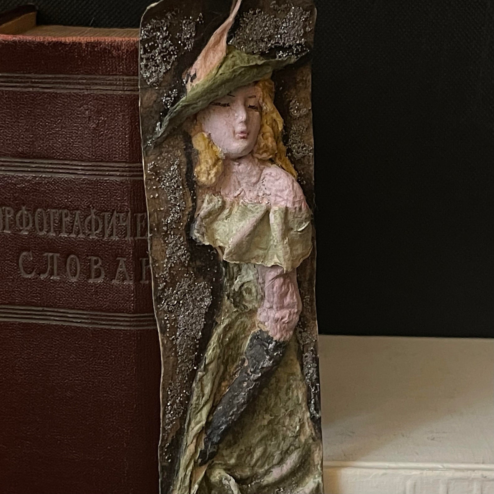 Antique Bookmark, Rare Victorian Bookmark, Vintage Spun Cotton Paper ...