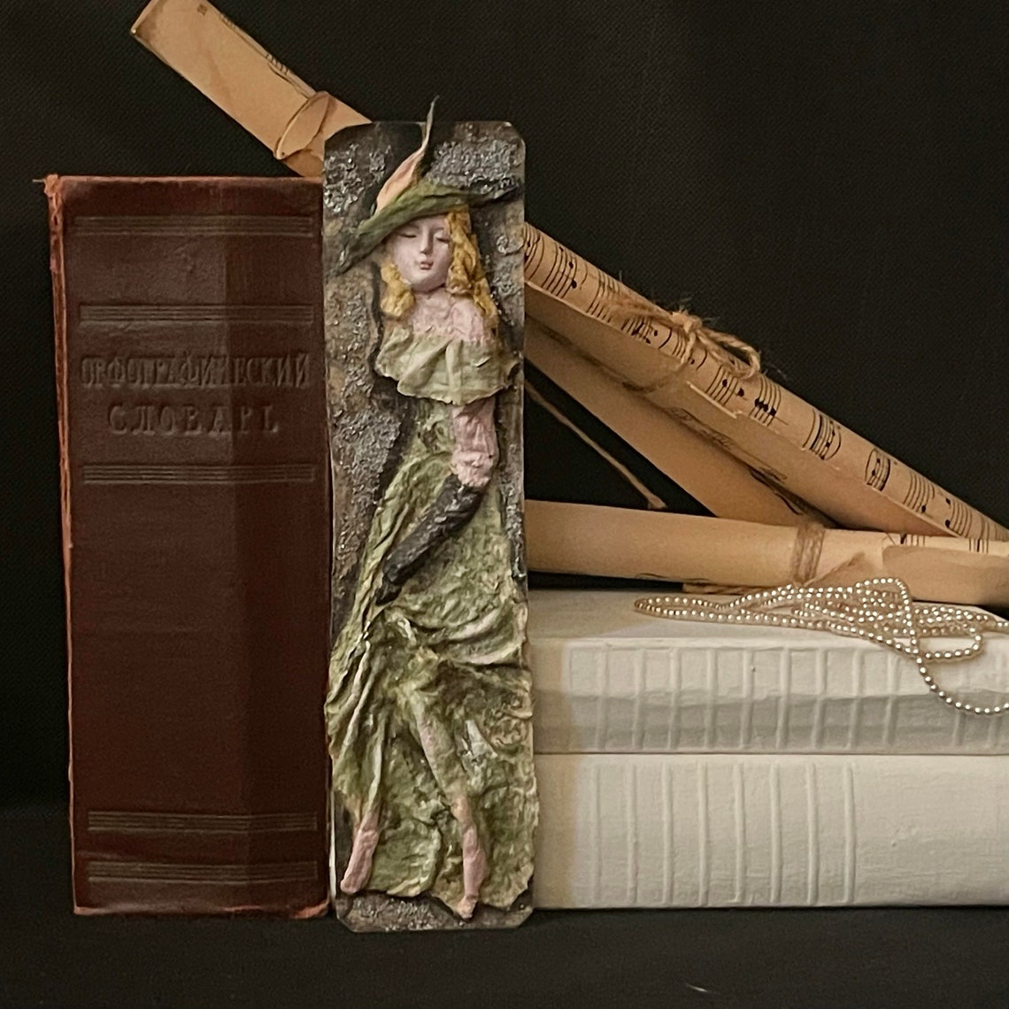 Antique Bookmark, Rare Victorian Bookmark, Vintage Spun Cotton Paper ...