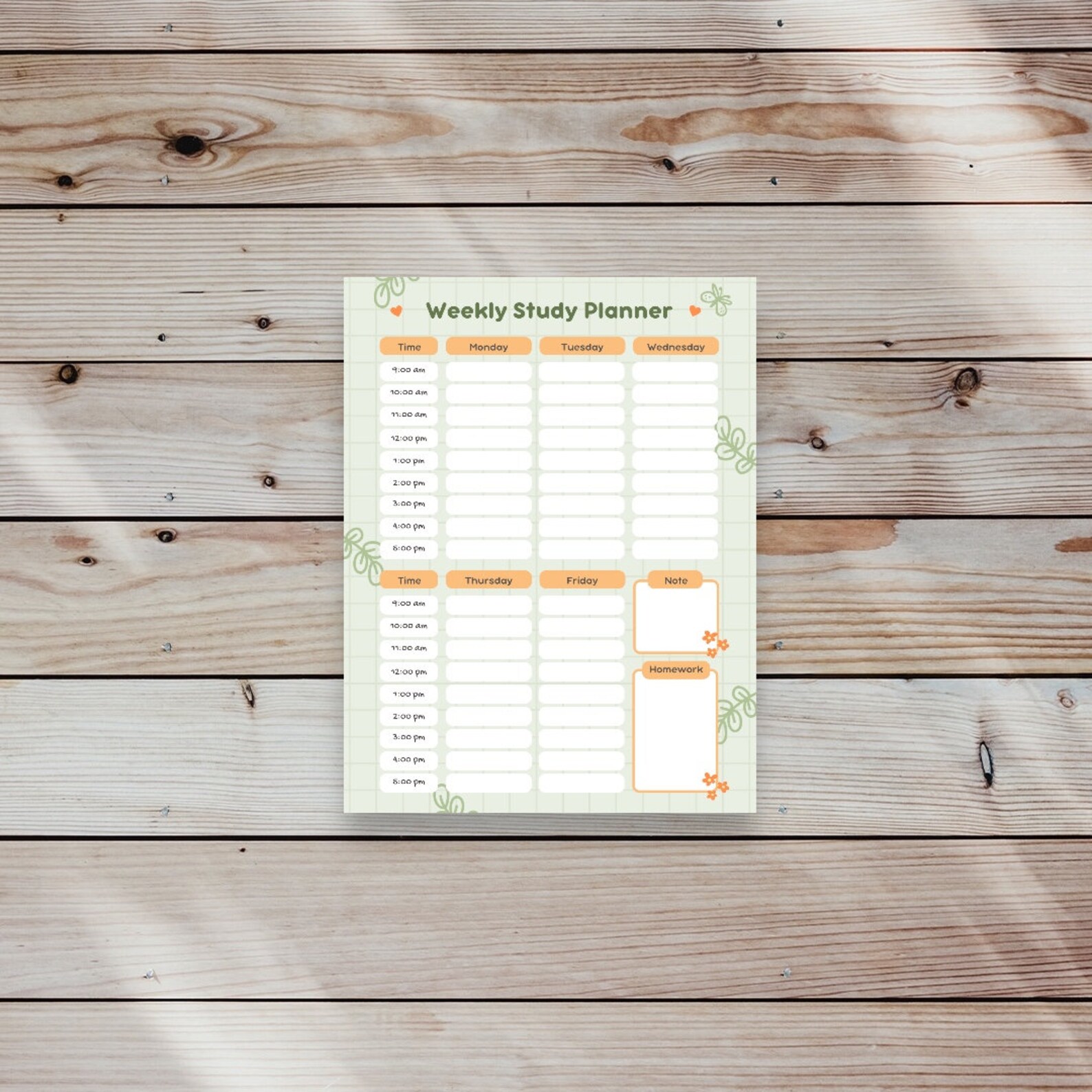 Weekly Study Planner, Instant Download, Printable Planner, Study ...