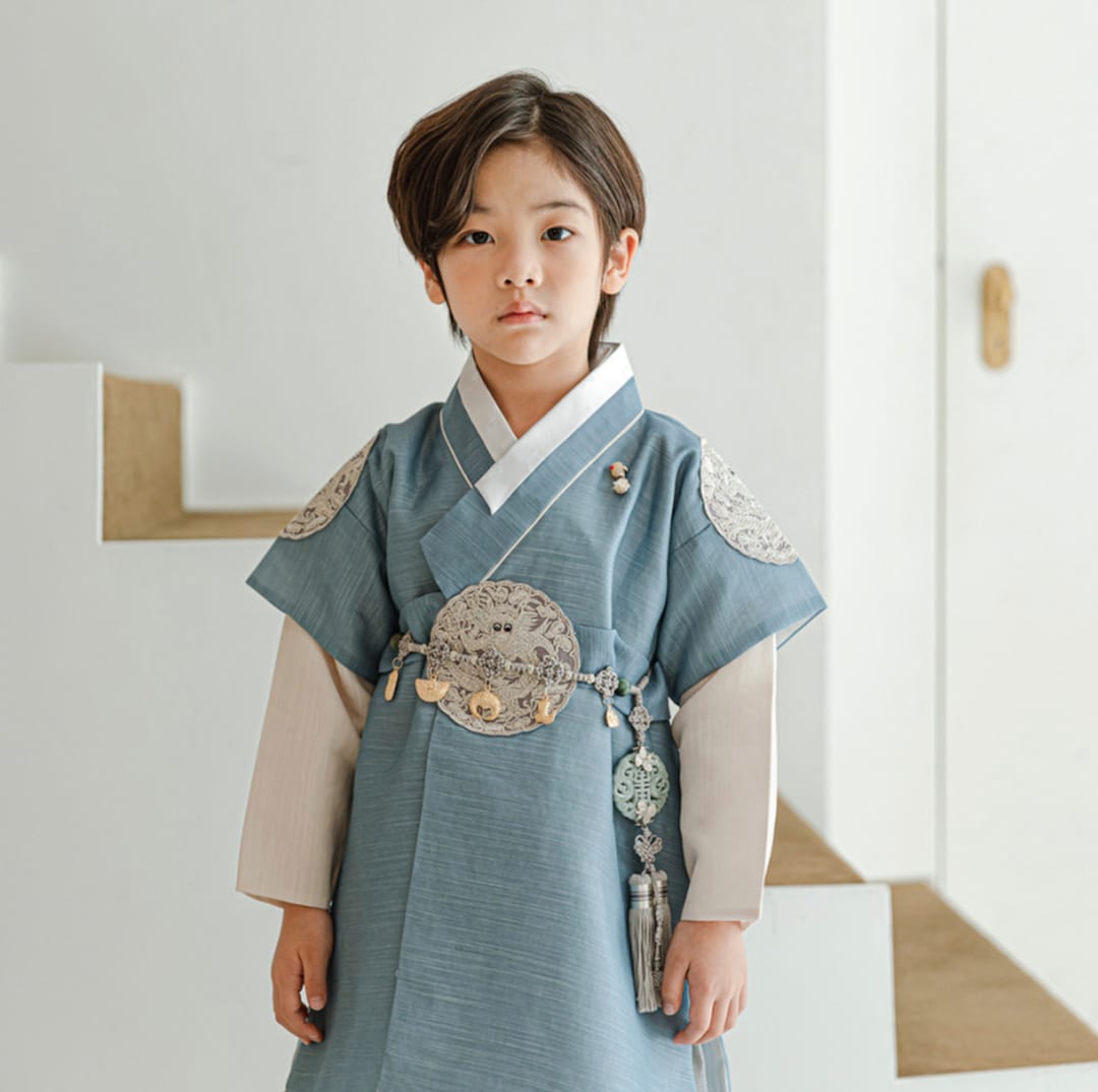 Luxury Lught Blue Men Hanbok, Male Hanbok, Couple Hanbok, Matching ...