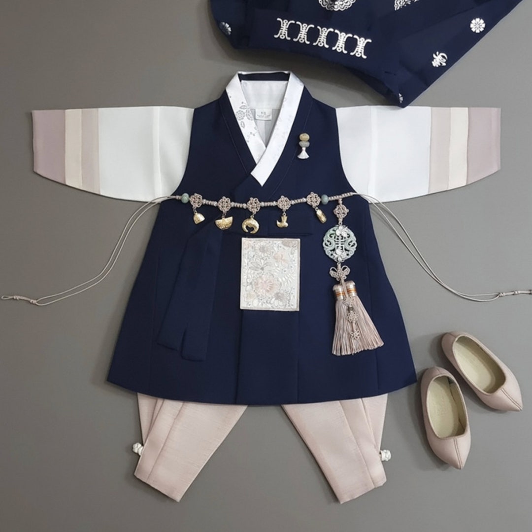 Buy Saekdong Navy Hanbok, Boy 100days1years, Korean 1ST Birthday Party ...