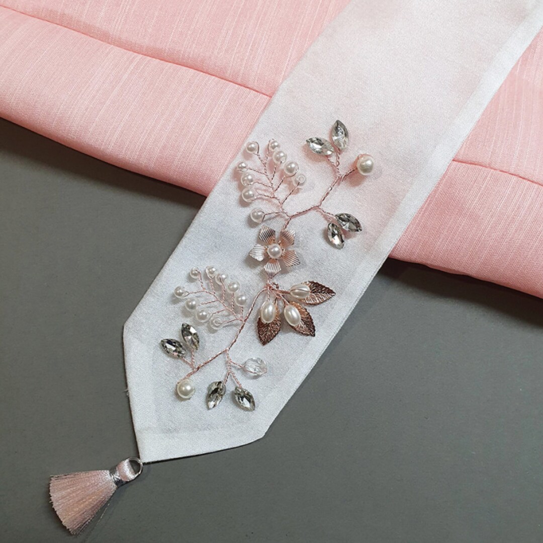 Rose Gold Flower Ribbon Accessory for Hanbok 향대 - Etsy