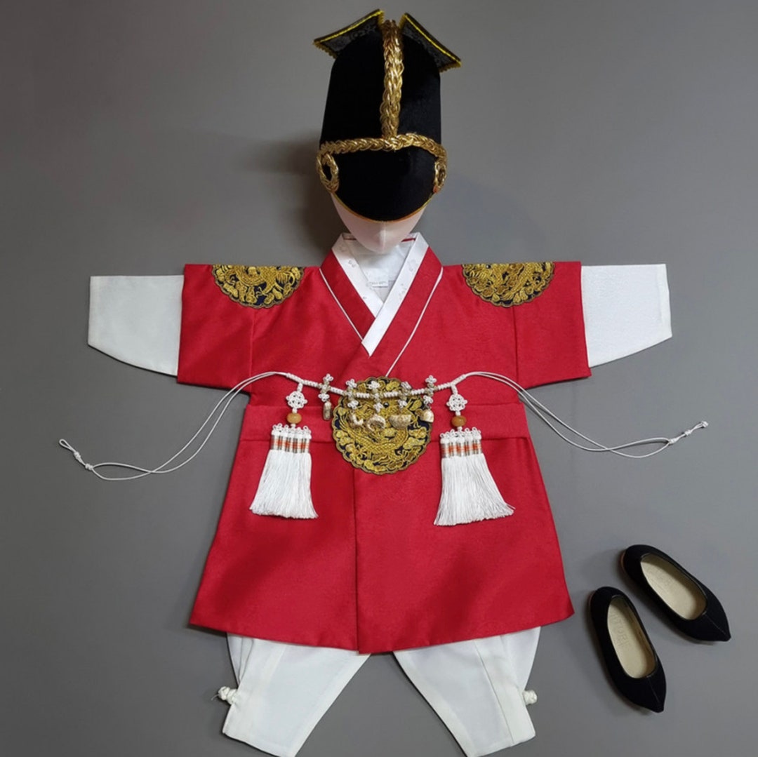 Red Luxury Prince HANBOK, 100days10y/o, Korean 1ST Birthday Party, Dol ...