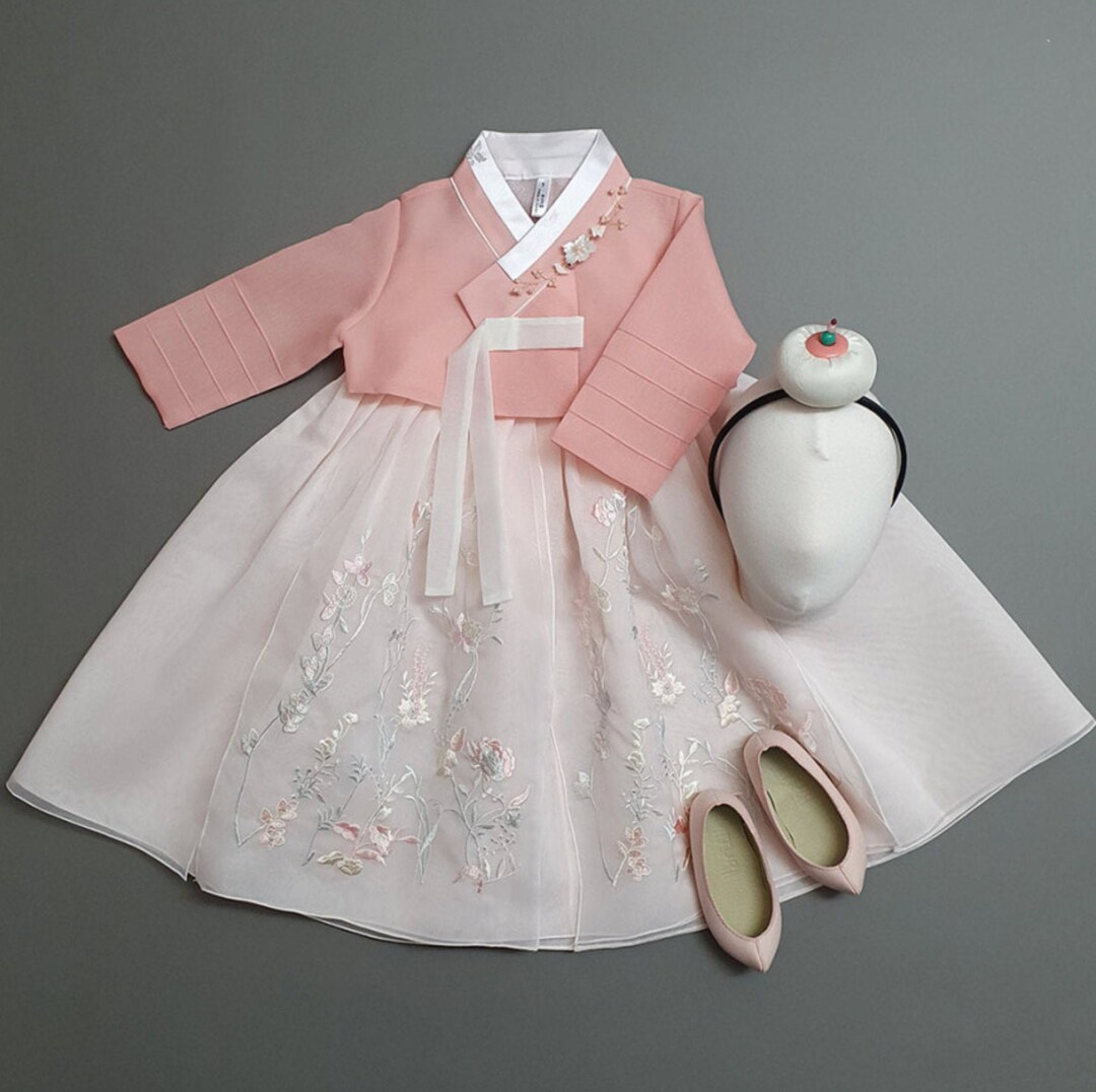 Flower Lace Coral Girl HANBOK 100days9ages Korean 1ST - Etsy