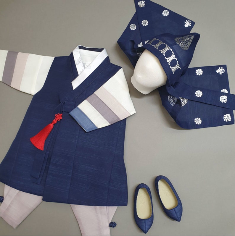 Saekdong Navy HANBOK 100 Days10y/o Boy Korean 1ST Birthday - Etsy