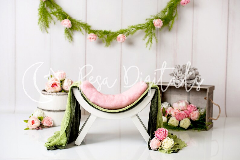 White Curved Chair Digital Backdrop Newborn Spring Digital - Etsy