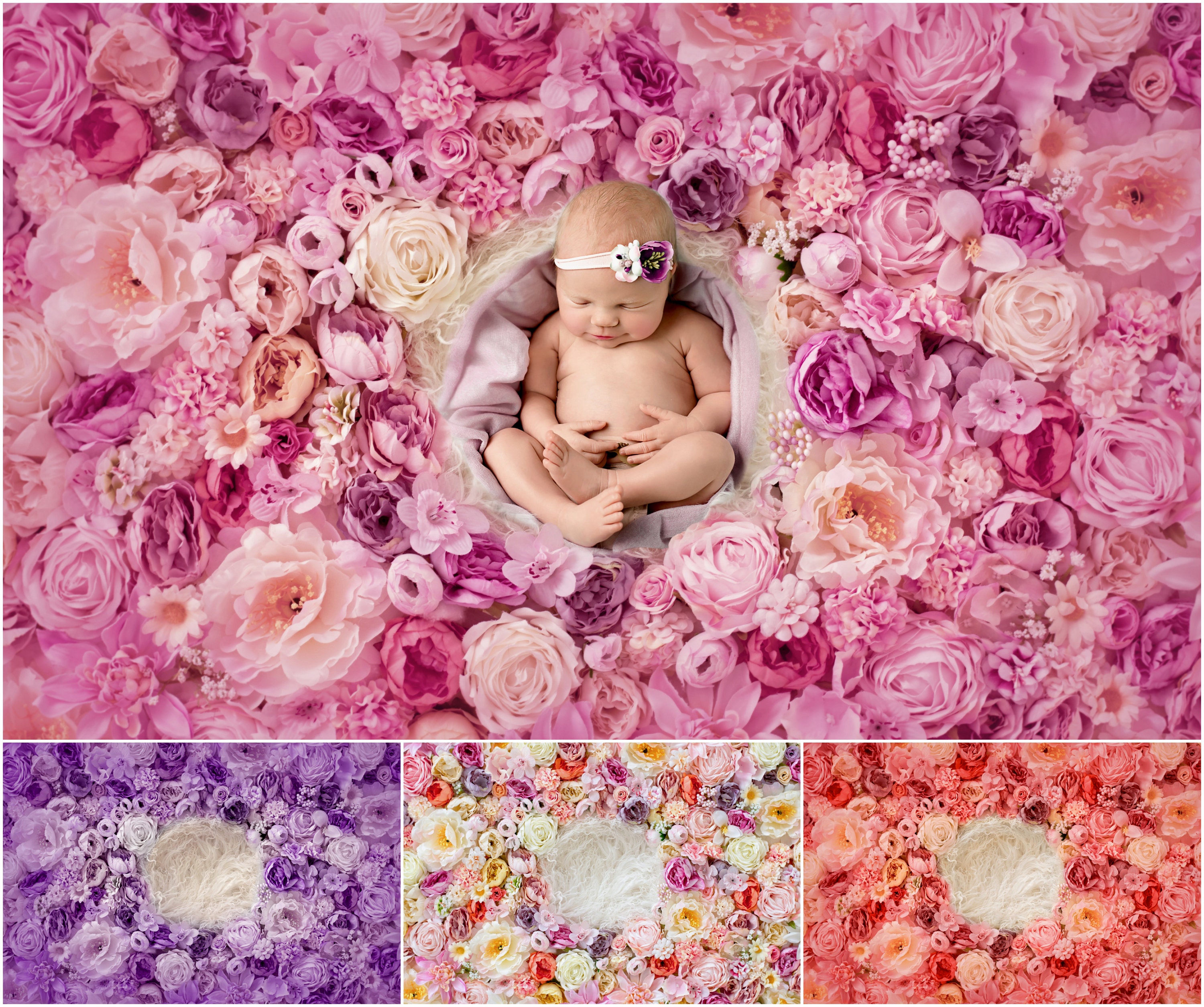 Flower Wall Digital Backdrop Bundle, Floral Newborn Backdrop Bundle ...