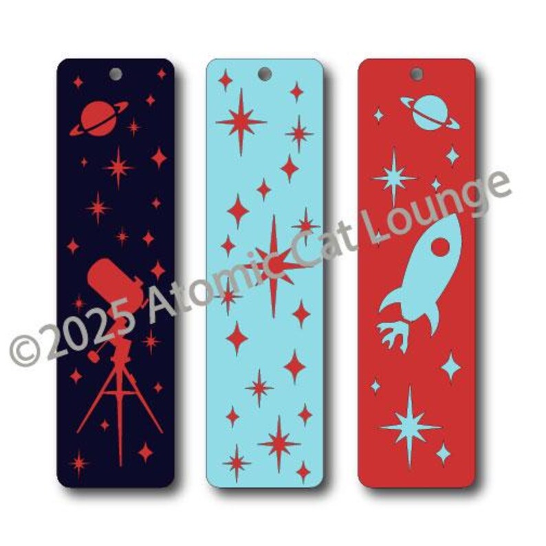 Space Bookmark Gift Tag Design Bundle, Rocket, Telescope, Astronomy ...