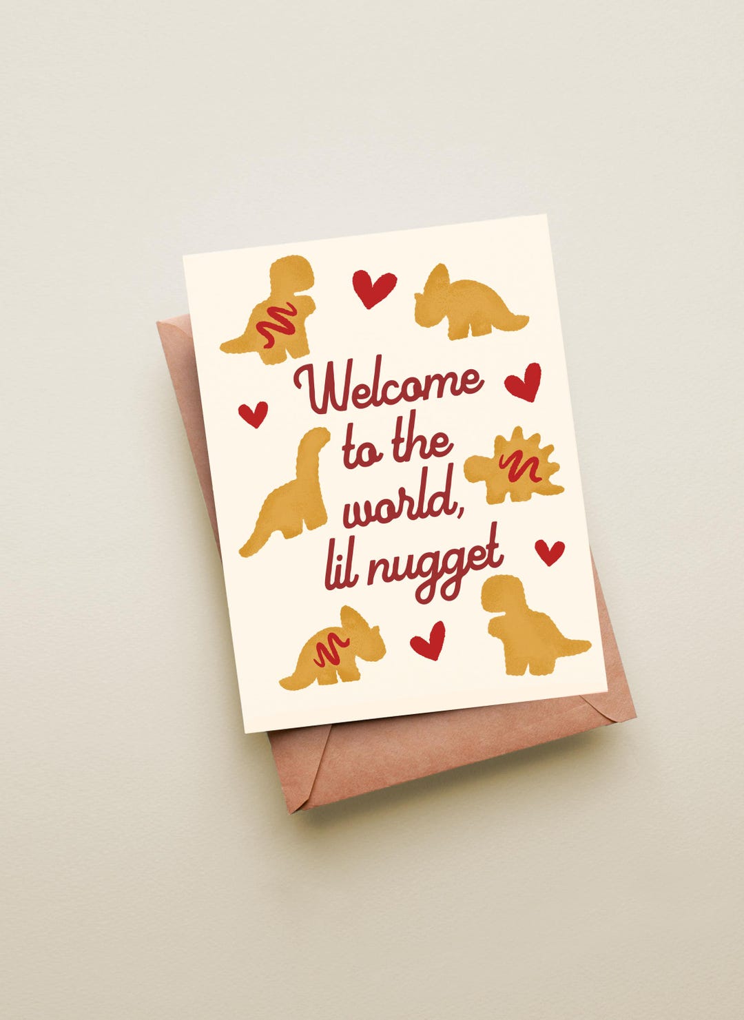 Welcome Baby Little Nugget Greeting Card, Card for New Baby, Dino ...