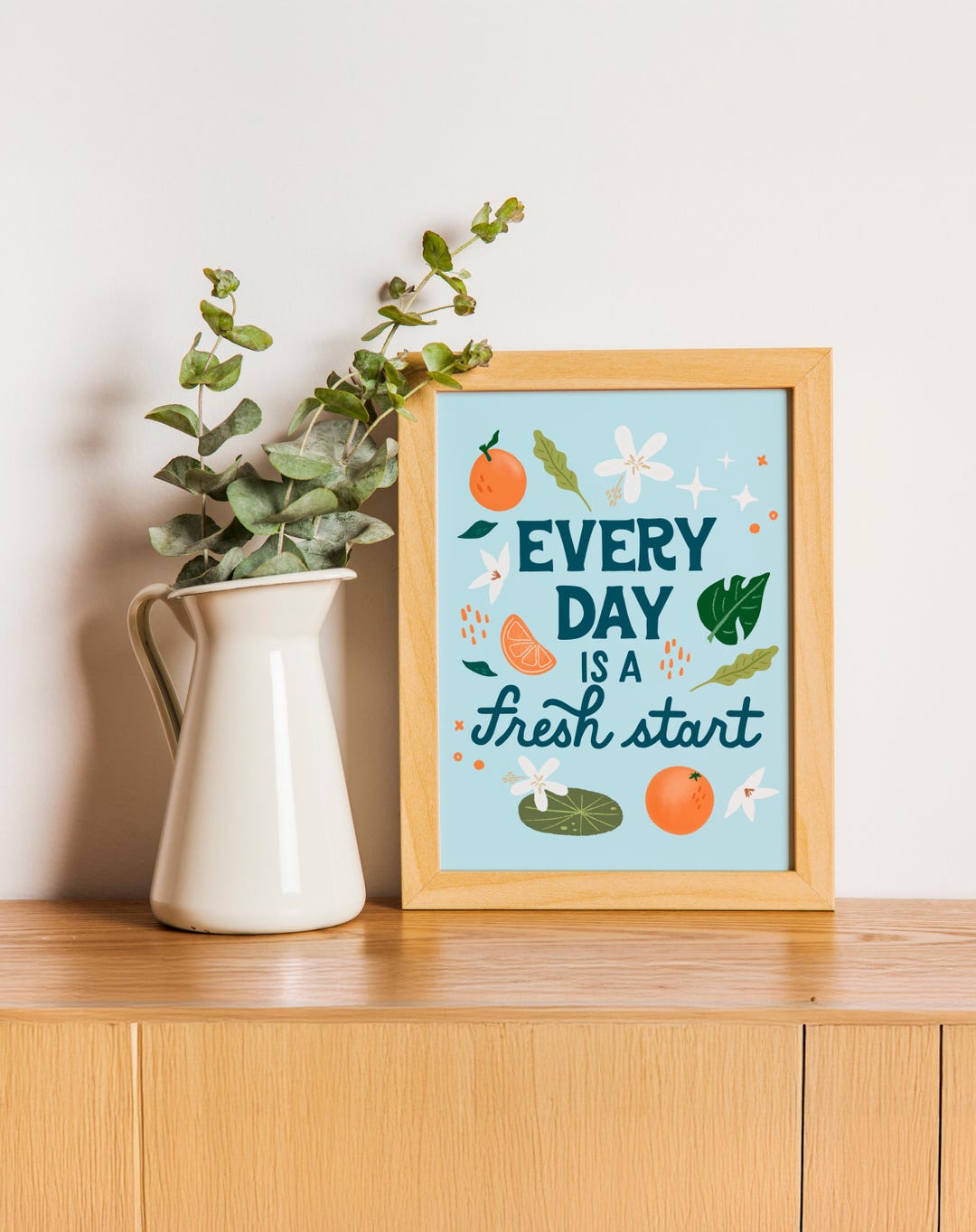 Everyday Fresh Start Art Print, Encouraging Wall Art, Mental Health ...