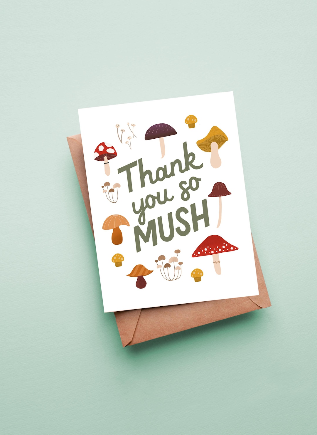 Mushroom Thank You Card: Hand-illustrated Greeting Notecard - Etsy
