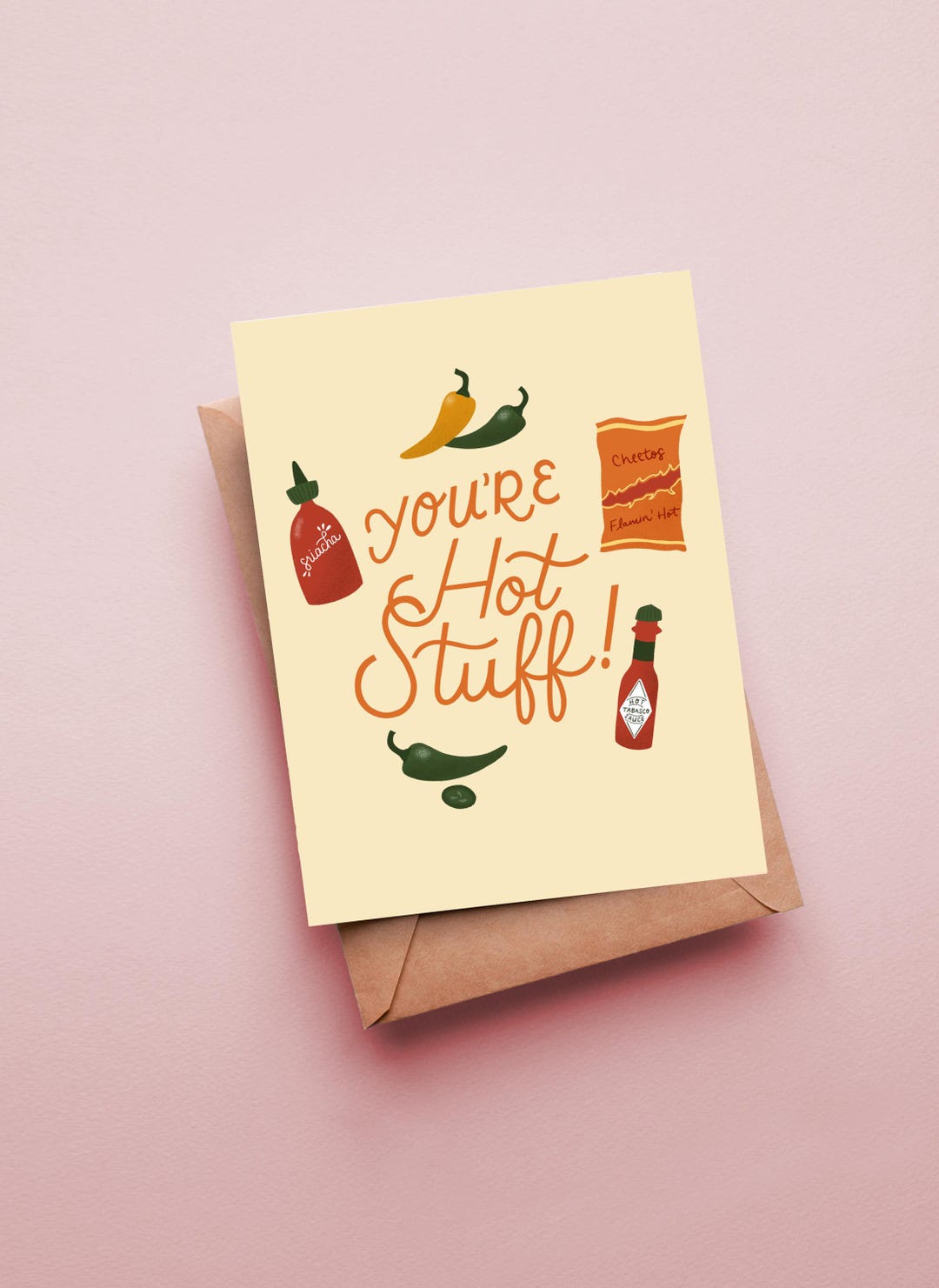 You're Hot Stuff Funny Greeting Card: Spicy Food Pun - Etsy