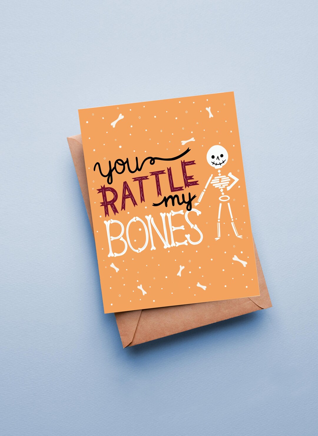 Funny Halloween Card: You Rattle My Bones Illustrated Greeting - Etsy