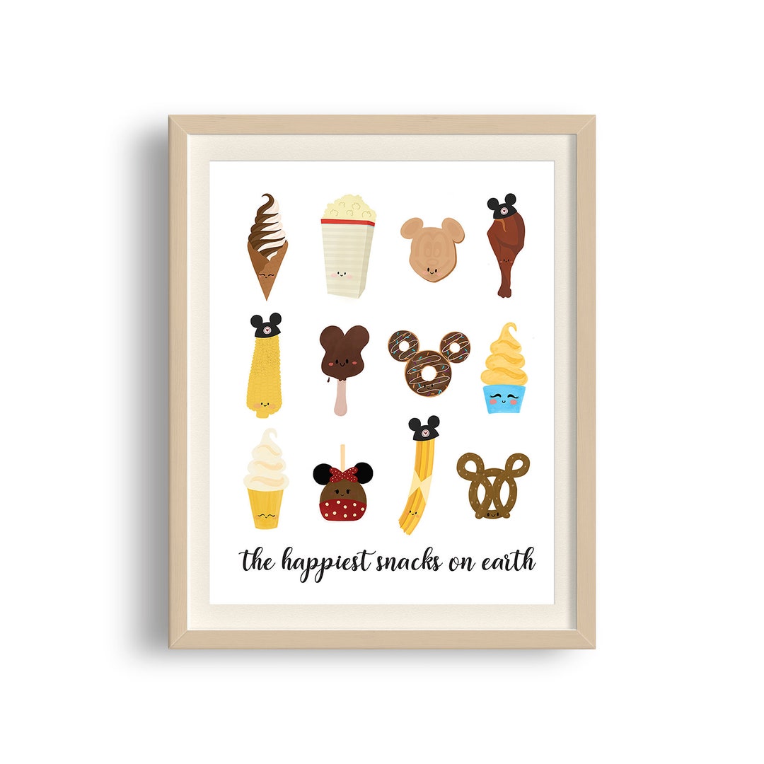 Disney Snacks Art Print, Cute Kids Room Art, Theme Park Wall Art - Etsy