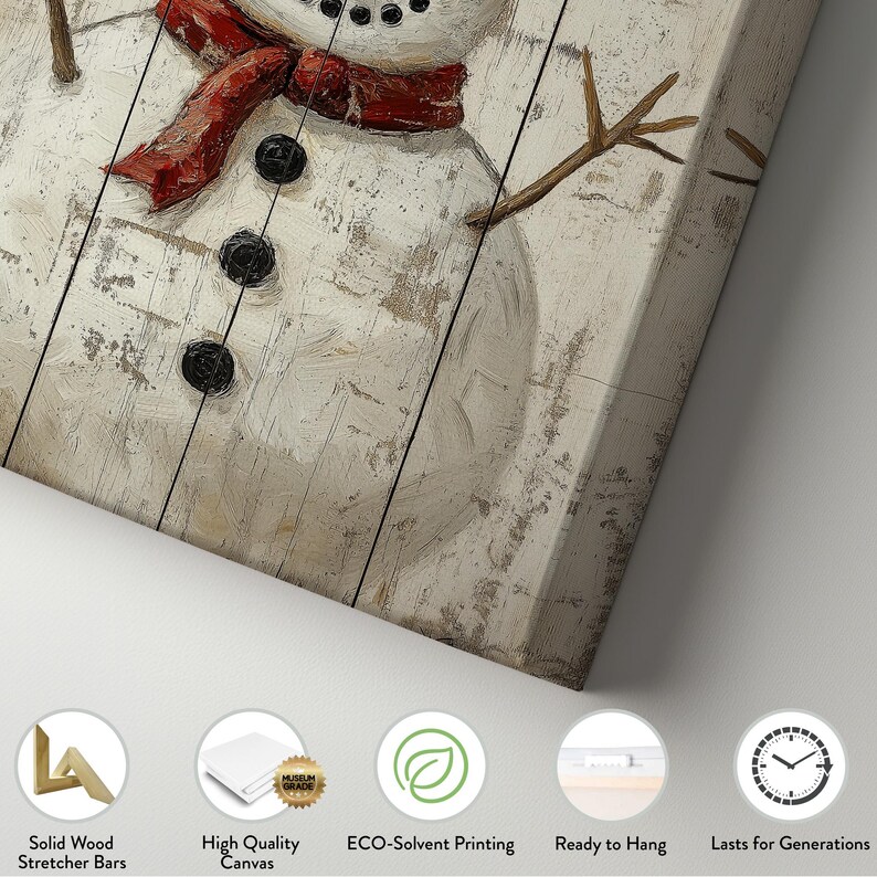 Rustic Snowman Vertical Wall Art Christmas, Decor Winter Canvas Print ...