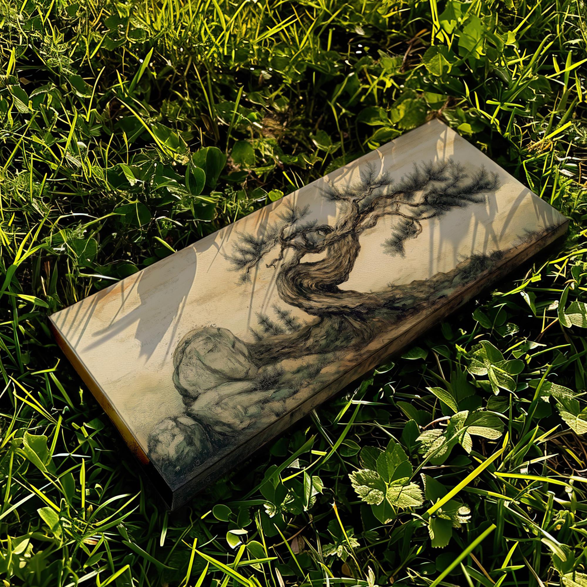 Ancient Bonsai Panoramic Wall Art Japanese, Panorama Botanical Canvas ...