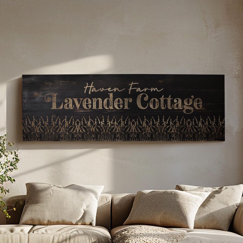 Lavender Cottage Sign Personalized Panoramic Personalized Farm, Vintage ...