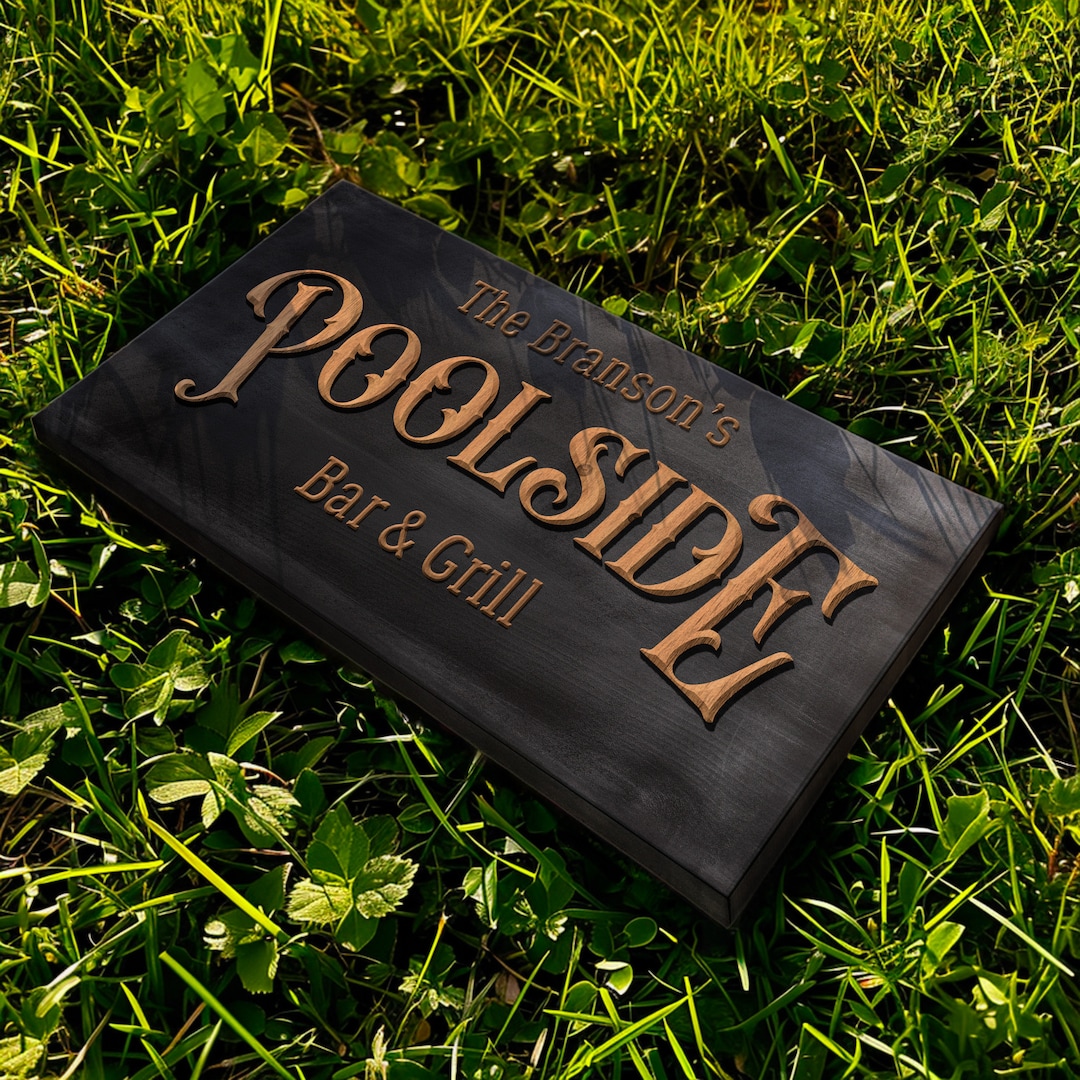 Custom Poolside Sign, Bar and Grill Personalized Pool Bar Gifts, Patio ...