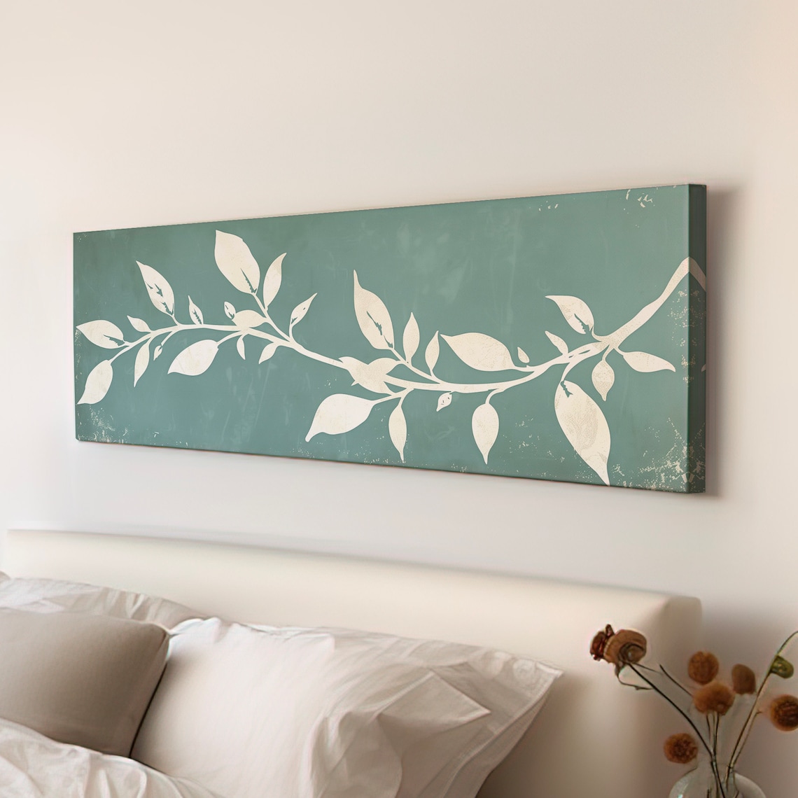 Basil Long Horizontal Wall Art for Kitchen, Panoramic Botanical Canvas ...