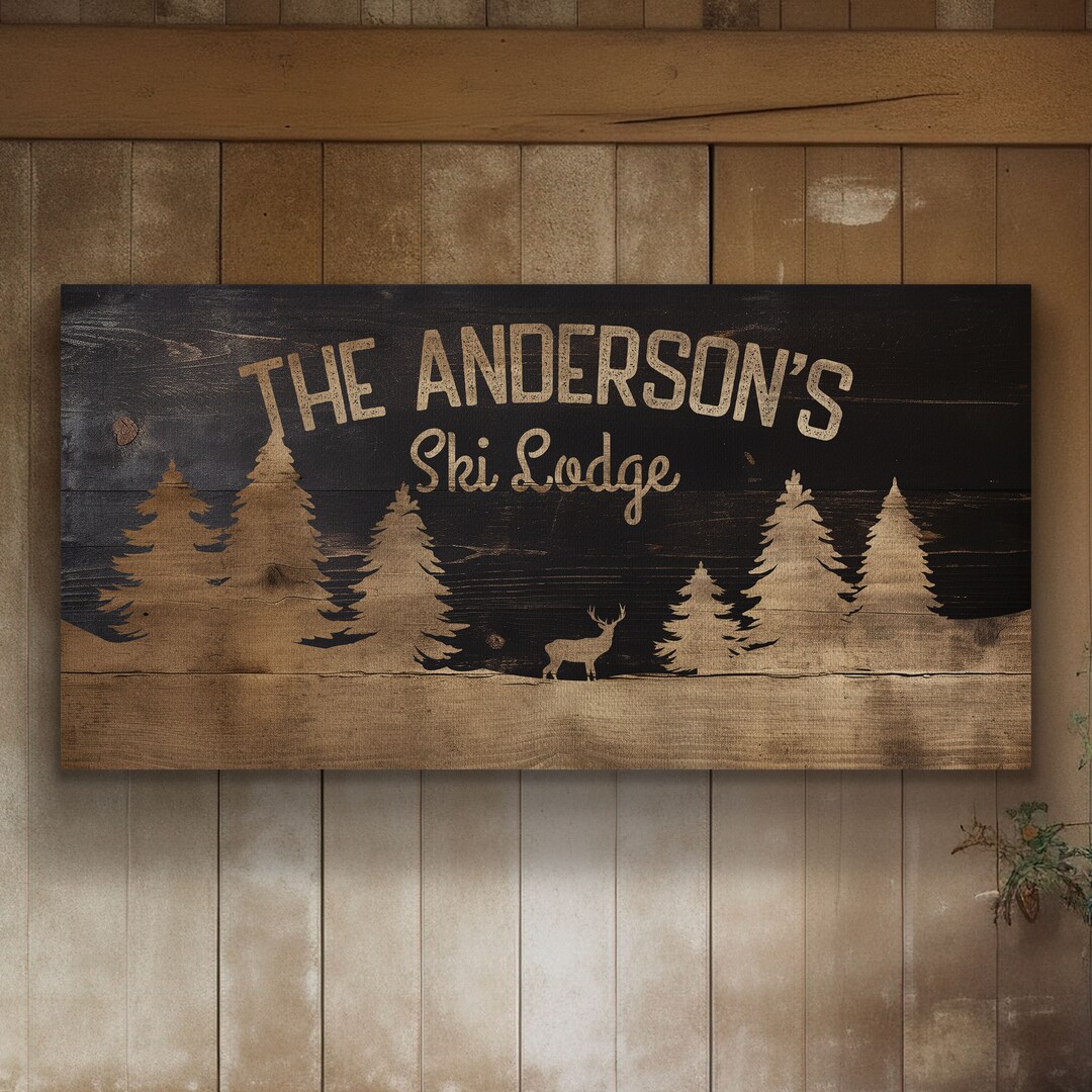 Ski Lodge Sign Personalized Cabin Decor Rustic Farmhouse Vintage ...