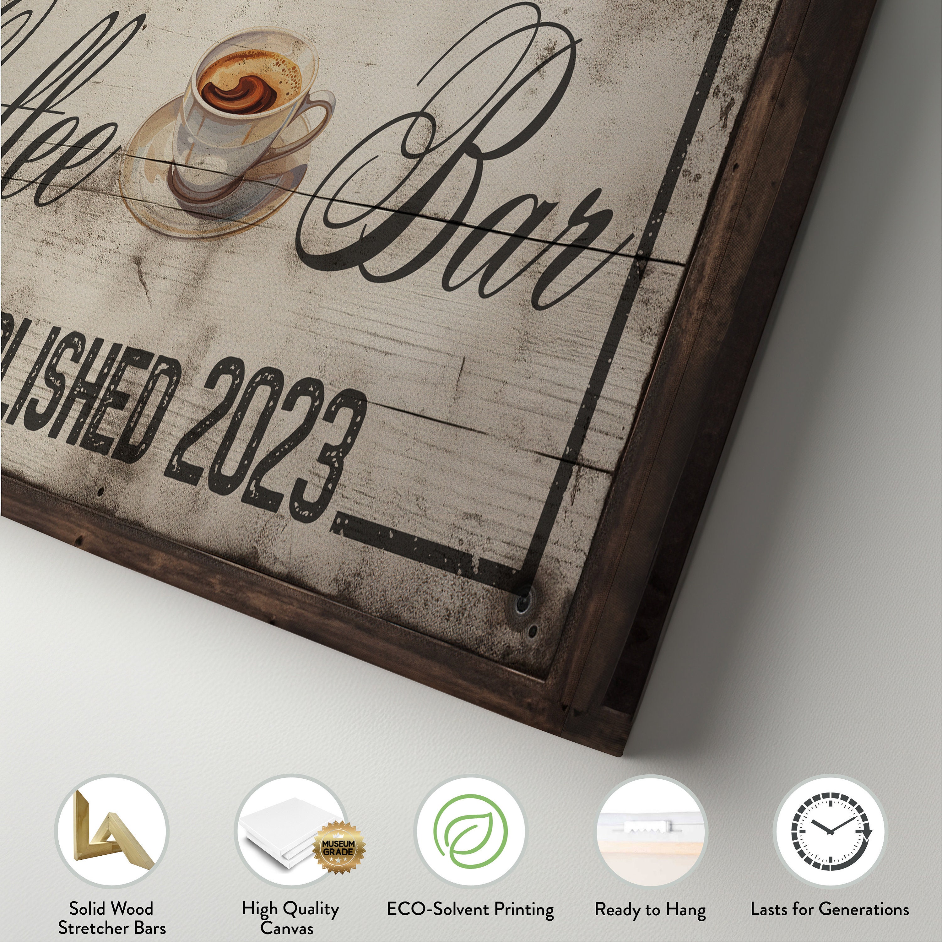 Coffee Bar Sign Rustic Coffee Station Bar Wall Art, Personalized Family ...