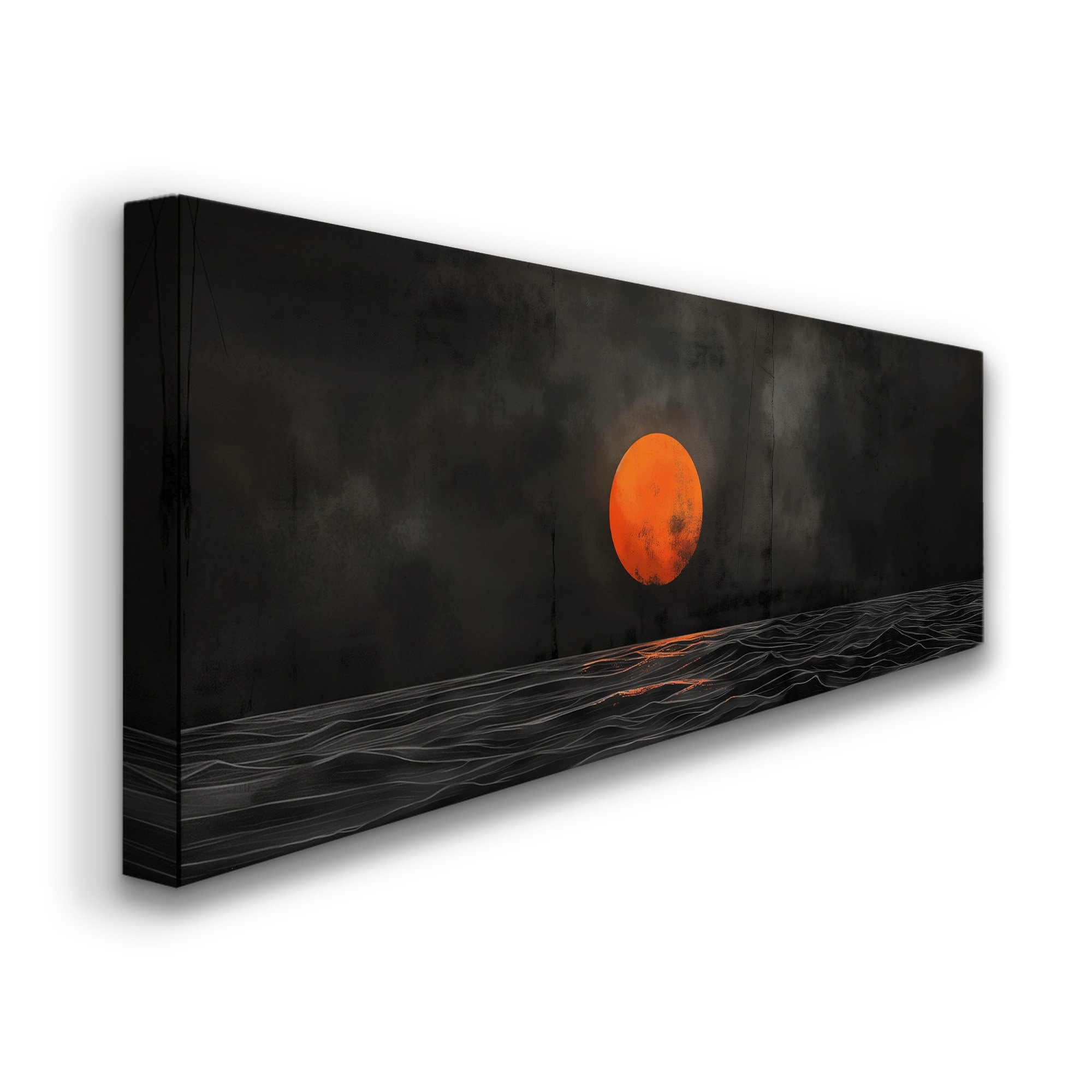 Sunset Over Ocean Long Horizontal Wall Art Above Bedroom, Panoramic ...