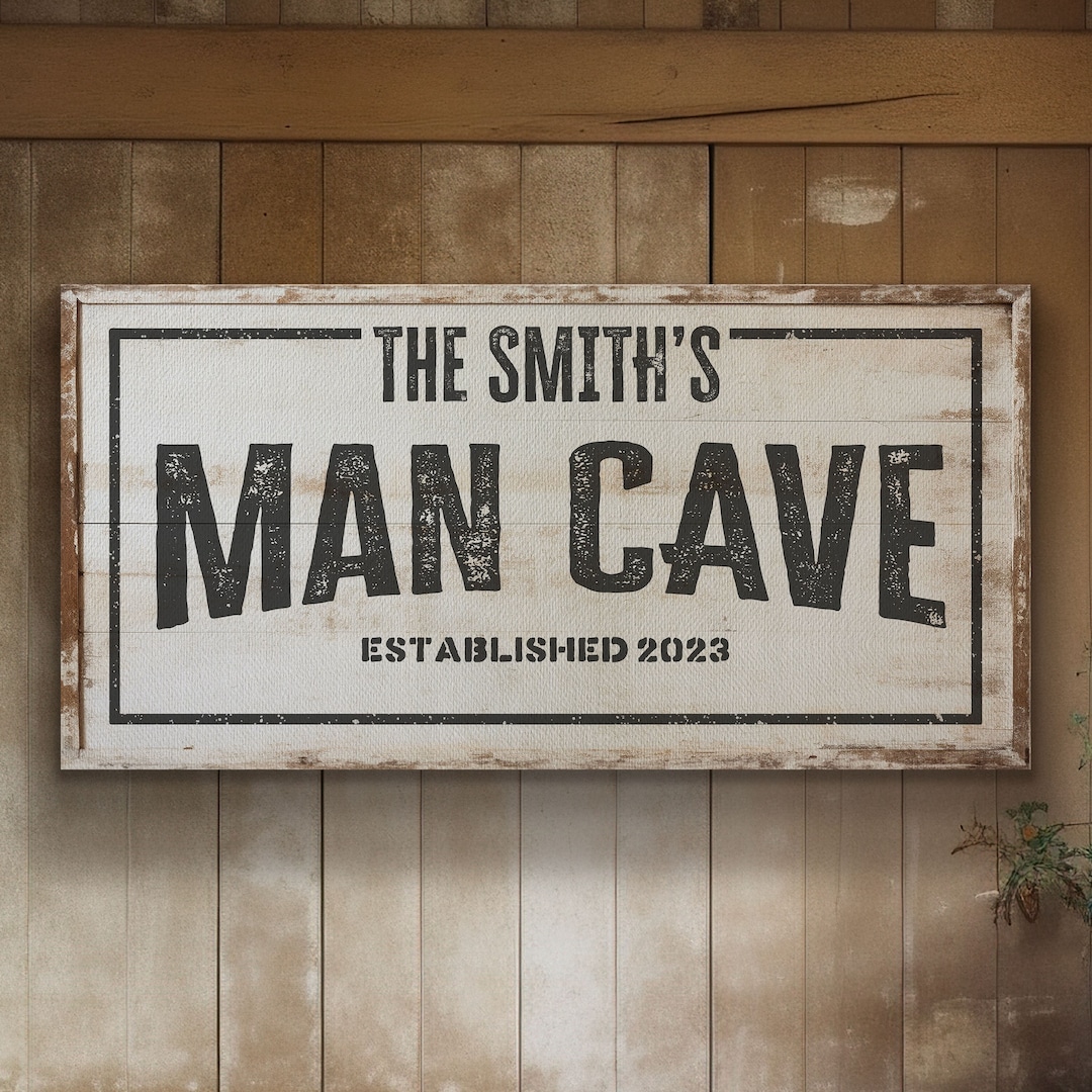 Personalized Man Cave Sign, Canvas Decor for Men, Bar Signage for ...