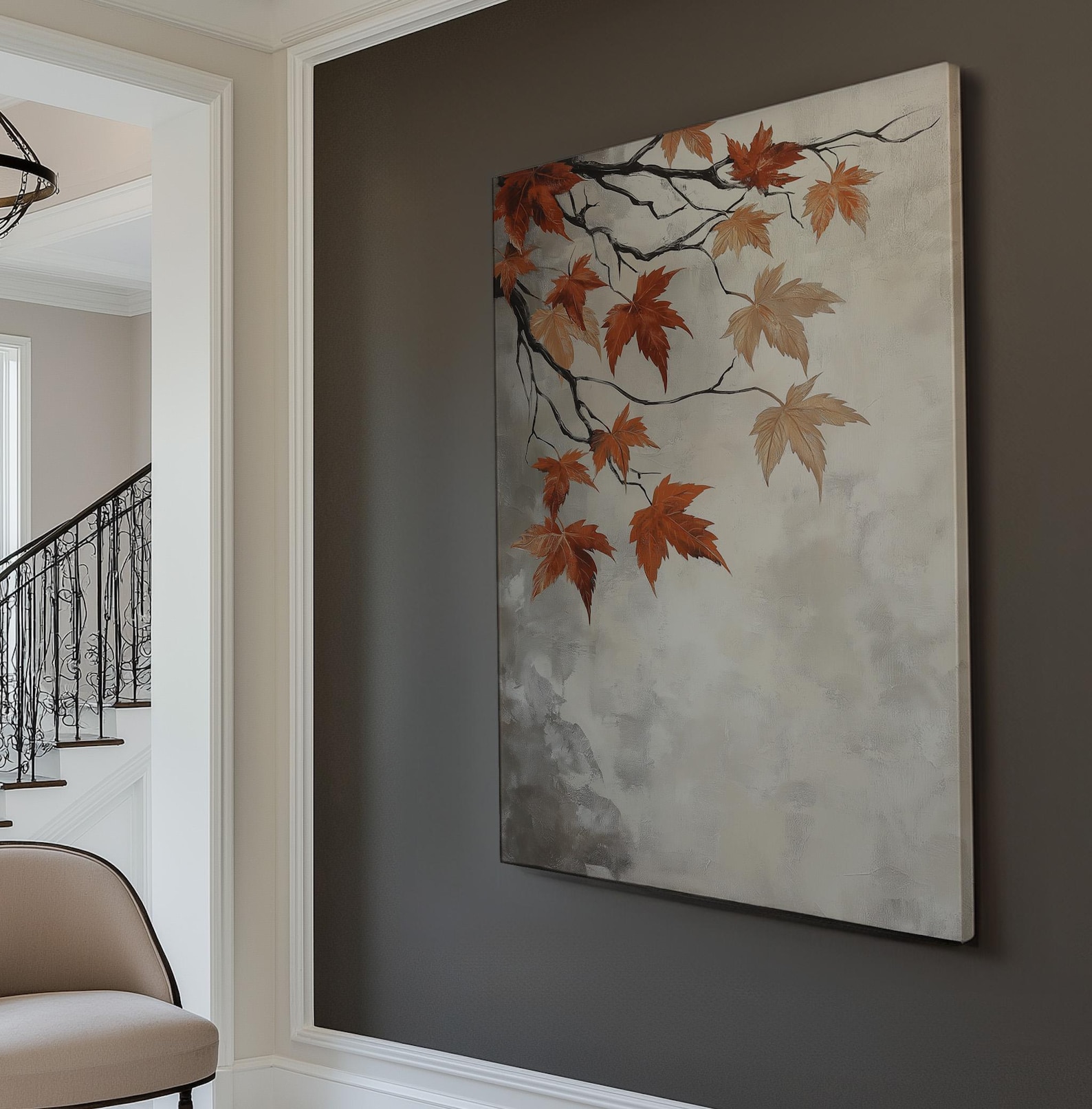 Vintage Fall Tree Branch Vertical Wall Art Cottage Fall, Decor Cozy ...